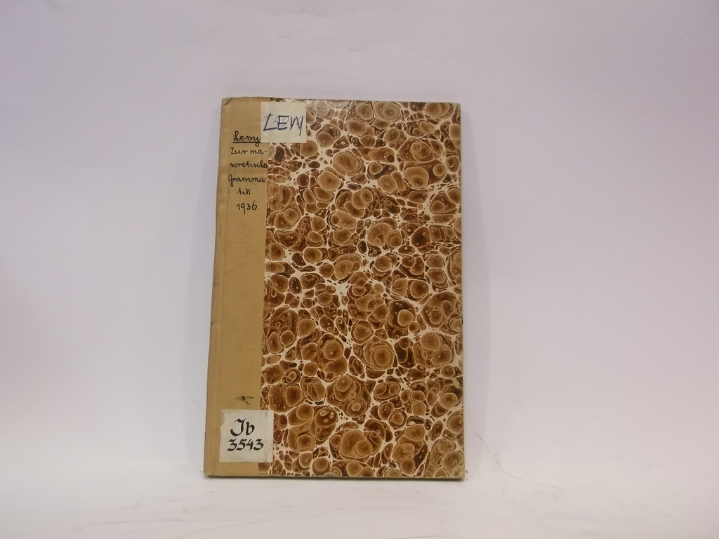 Zur Masoretischen Grammatik: Texte und Untersuchungen / Levy, Kurt ...